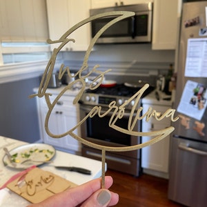 Moon Cake Topper With Name Perfect for A Moon Birthday Theme, Space ...