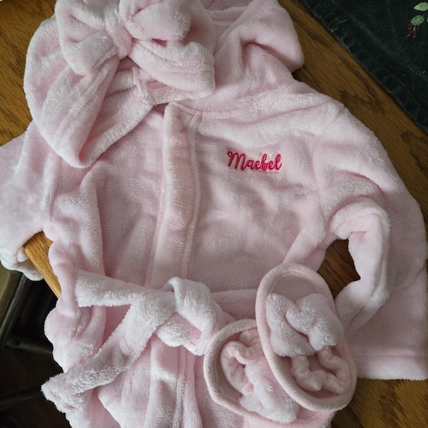 Personalized Baby Girl Spa Set, Custom Embroidered Robe & Slippers ...