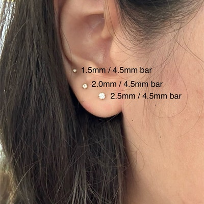 16G Gold Tragus Stud/ 1.5mm 4mm Cartilage Earring/ Tragus Stud ...