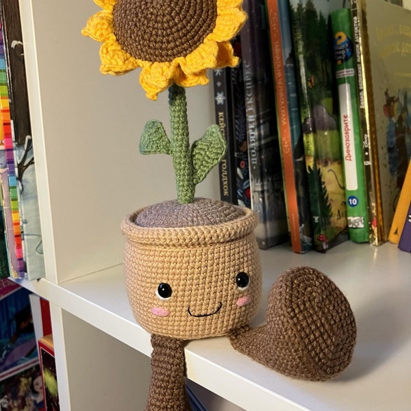 Crochet Sunflower in a Pot PATTERN | Amigurumi | Crochet Pattern for a ...