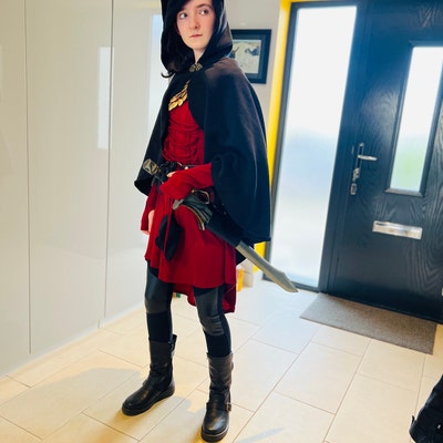 Black Hobbit Cloak, Black Fleece Cloak, Black Cape, Warm Winter Cloak ...