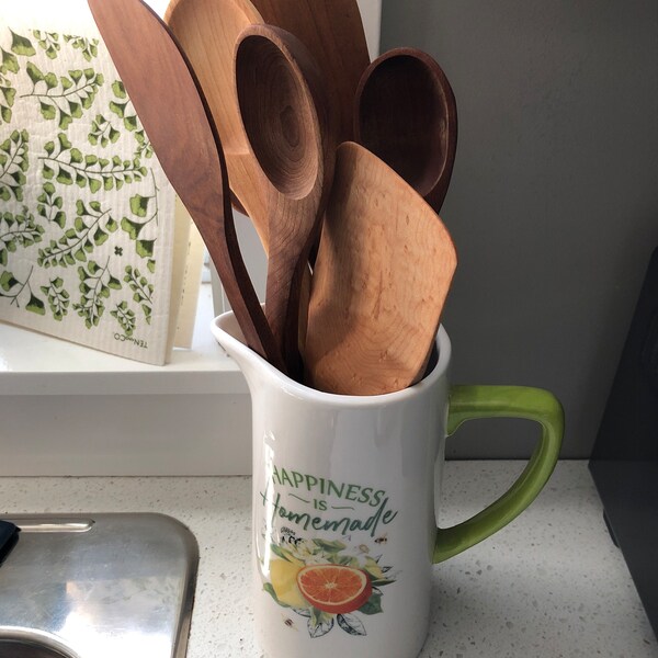 Wooden Kitchen Utensils Set Large Flipper, Small Flipper, Cooking Spoon ...