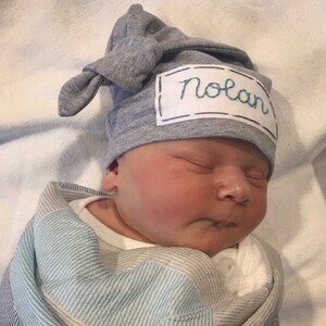 Hello Baby Boy Baby Monogramed Hat Name Hospital Hat - Etsy