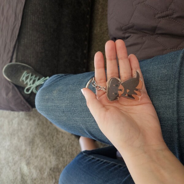 Flop Eared Red Doberman Pinscher Acrylic Dog Keychain | Cartoon Kawaii ...