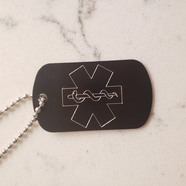 Medical Alert Custom Engraved Medic ID Military Dog Tag Emergency ...