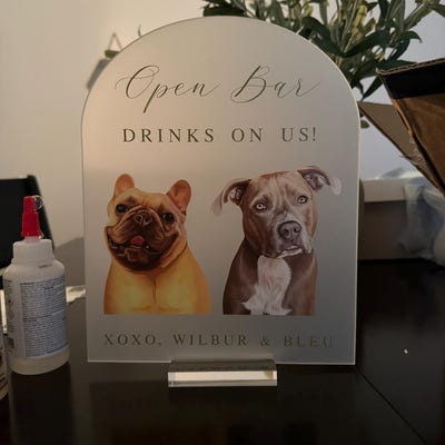 Custom Illustrated Pet Arched Bar Sign Pet Bar Menu, Custom Wedding Bar ...