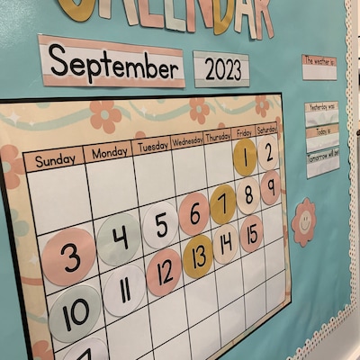 Groovy Classroom Decor Glitter Flip Calendar - Etsy