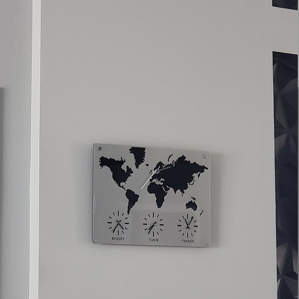 Large White Gloss Acrylic Personalised Retro Timezone Wall Clocks - Etsy
