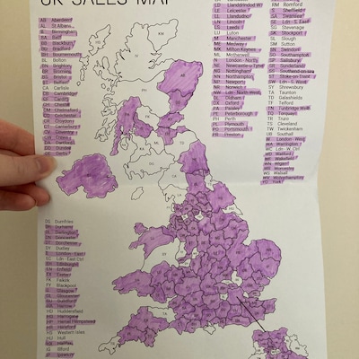 EDITABLE UK Postcode Sales Map, Business Colour in Map, Etsy Sales ...