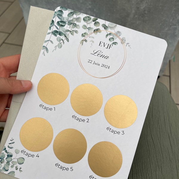 Carte à gratter pour EVJF, programme EVJF, carte personnalisable ...