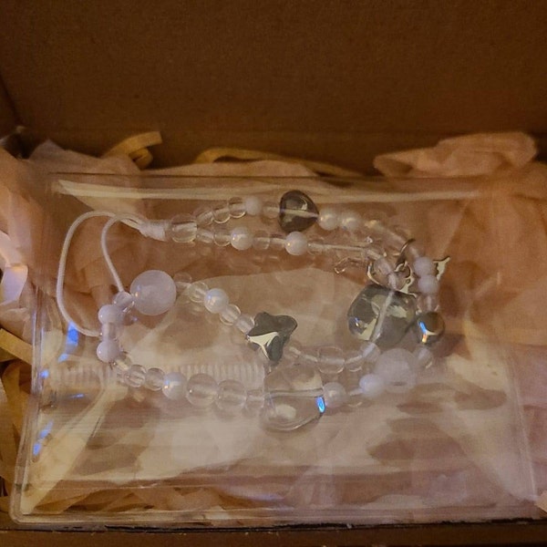 Phone Charm Silver Butterfly,black Bead Phone Strap Charm,unique Black ...