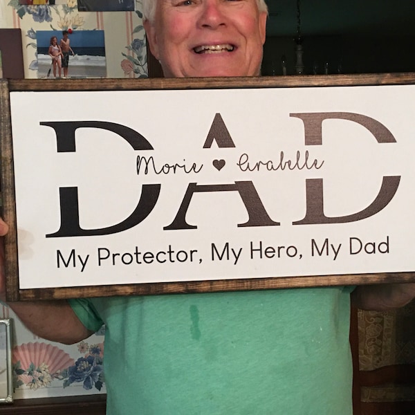 Dad Sign With Kids Names, Fathers Day Gift, Personalized Gift for Dad ...