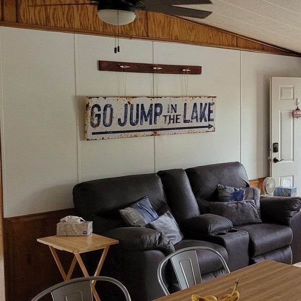 Go Jump in the Lake Sign Lake Life Farmhouse Wall Decor Large Rustic ...