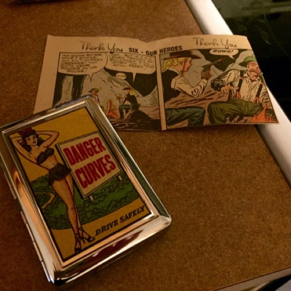 Pin up Girl Metal Wallet Retro Vintage Cigarette Case ID Rockabilly ...