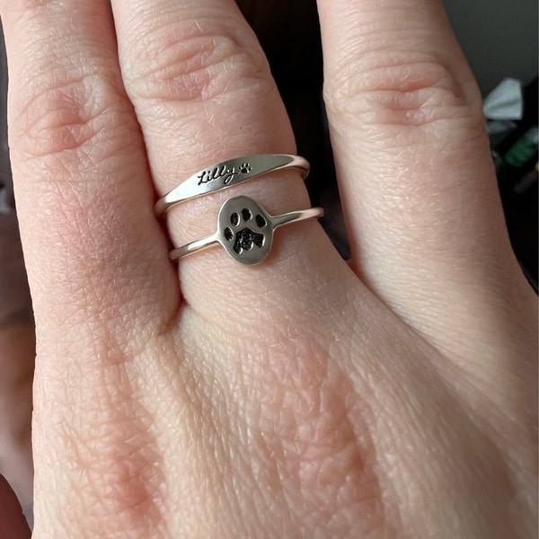 Custom Paw Print Ring • Your Actual Pet Print Ring • Engraved ...