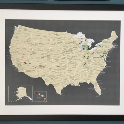Detailed USA Push Pin Map print Only, Highly Detailed Pin Map, Travel ...