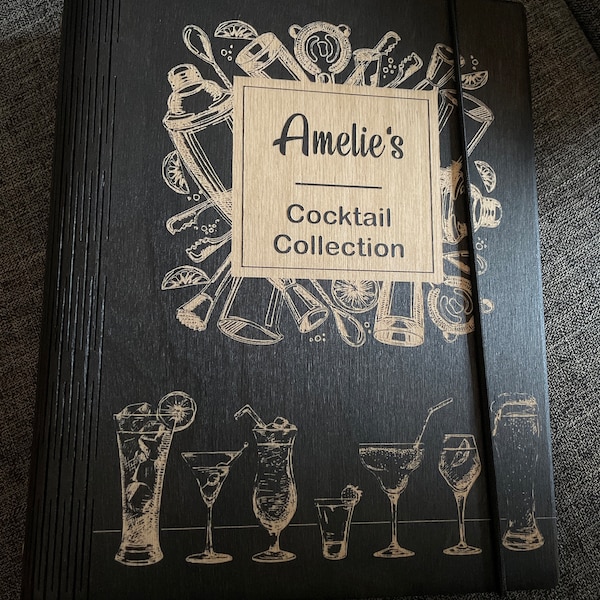Custom Wooden Cocktail Recipe Book Eco Friendly Cooking Gift Recipe ...