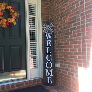 5FT Black Welcome Sign With Bow Porch Welcome Sign Vertical | Etsy Canada