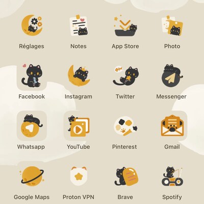 Pick A Moon Cat Ios Icons Pack, iPhone Theme, App Cover, Icons Skin ...