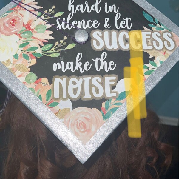 Printable Grad Cap Topper, DIY Graduation Cap Topper, Work Hard in ...