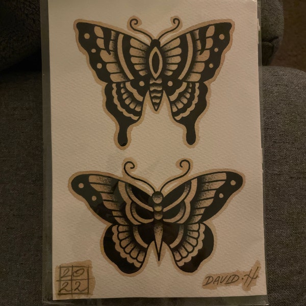 American Traditional A5 Classic Beach Old School Tattoo Flash Art Print ...