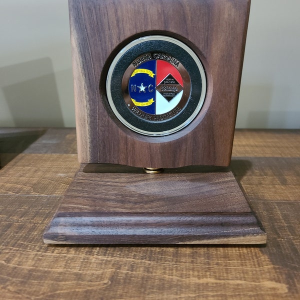 Military Challenge Coin Rotating Display - Natural Woods - Perfect for ...