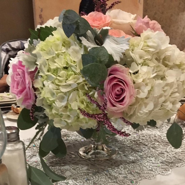 Silver Alice Metallic Lace Sequin Wedding Table Runner, Table Decor ...