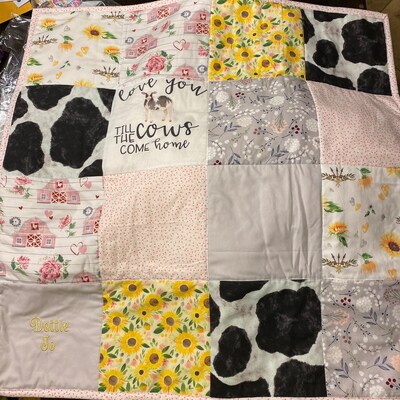 Personalized Cow Print Quilt Boho Cow Quilt Farm Quilt - Etsy