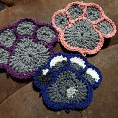 Crochet Coaster Pattern, Crochet Paw Coaster Pattern, Animal Coaster ...