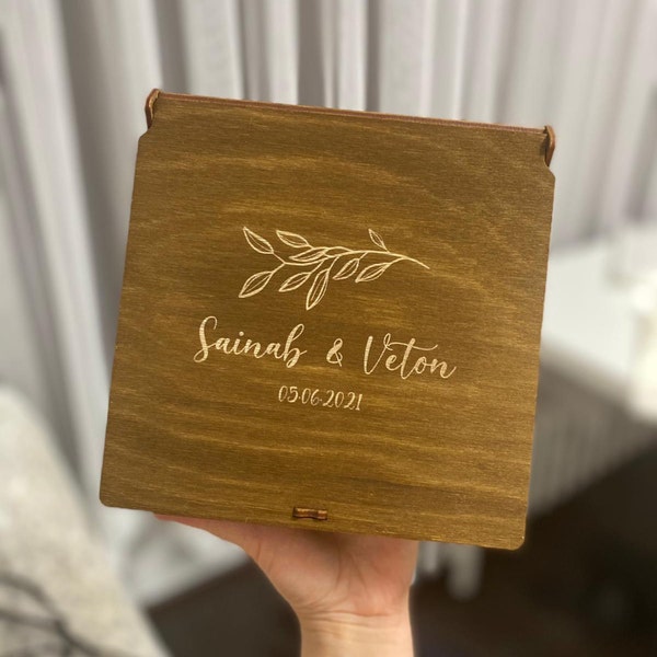 4x6 Wooden Photo Box and Custom Flash Drive | Wedding Photo Box for ...