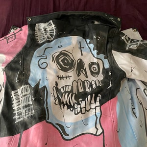 Unleash Your Edgy Side: Hand-painted Denim Jacket With Aesthetic Bone ...