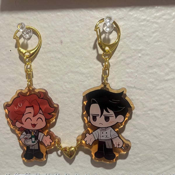 Rody and Vincent Heart Magnet Keychain Set | Dead Plate 6.5 Cm Double ...