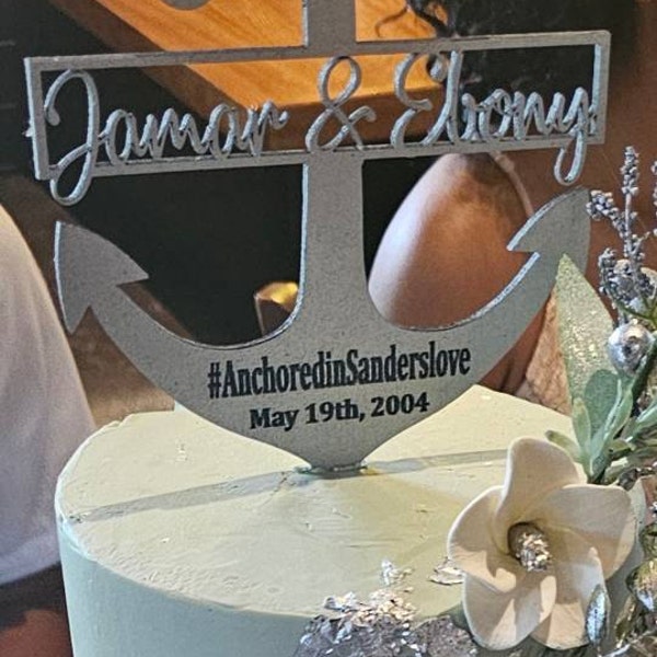Personalized Anchor Cake Topper: Nautical Wedding, Baby Shower Decor - Etsy