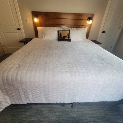 Floating Wall Mounted Wood Headboard With Independent Lamps - Etsy