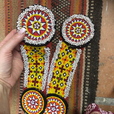 Beaded Kuchi Patch Big Yellow Vintage Tribal Belt Part - Etsy