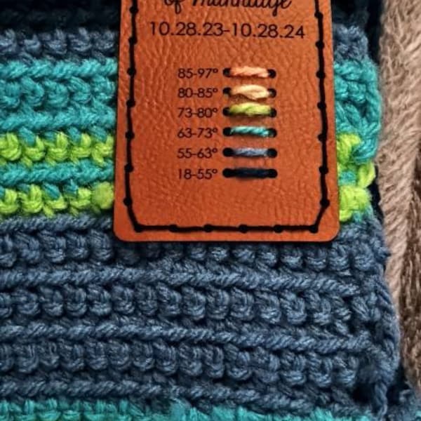 Temperature Blanket Color Palette Label in Faux Leather Washable, Soft ...
