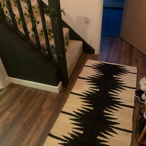 Handmade Natural Black Striped Jute Rug-natural Jute Black - Etsy