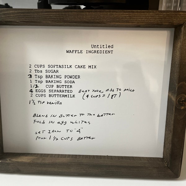 Handwritten Recipe Custom Wood Framed Printed Family Kitchen Sign - Etsy