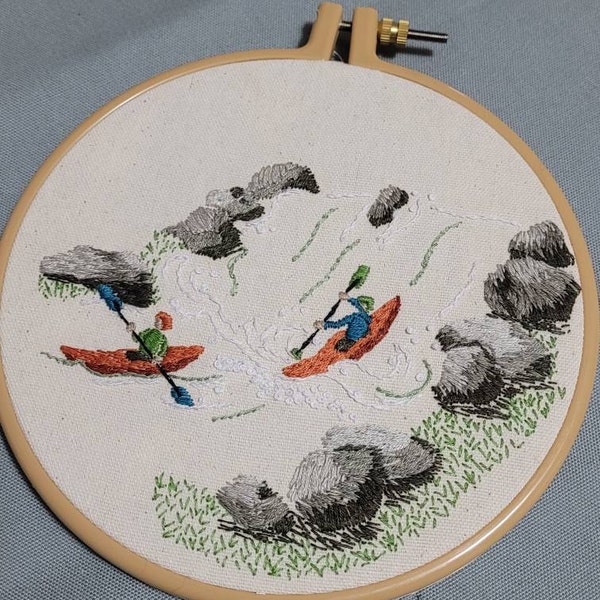 Kayaking Hand Embroidery Pattern - PDF - Instant Download - Etsy