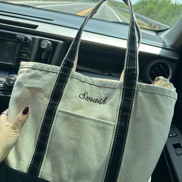 Personalized Canvas Tote, Ironic Boat Bag, Monogram Canvas Tote Bag ...