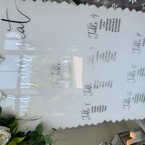 Personalised Acrylic Wedding Table Plan, A1, A2 Various Colours - Etsy