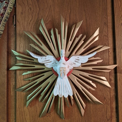 Holy Spirit of God 18x 81/2 Wall Trinity Dove Statue Wood,handmade With ...