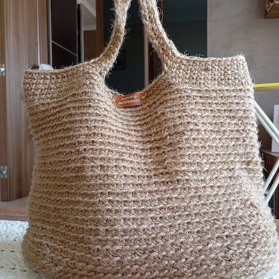 Crochet Jute Bag Pattern TORONTO, Crochet Granny Square Jute Bag ...
