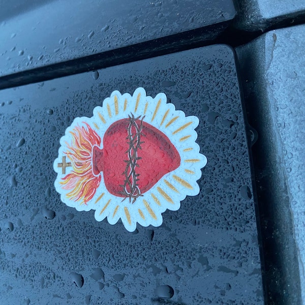 Sacred Heart Sticker, Sacred Heart Decal, Sacred Heart of Jesus, Sacred ...