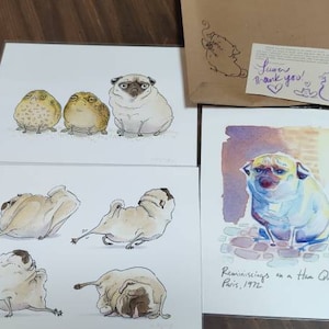 Donut Fisher Pug Art Print Funny Art With Pugs and Donuts, Gone Fishing ...