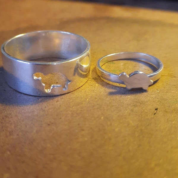 Turtle Dinosaur Promise Ring for Couples - Turtle Jewelry, Matching His ...