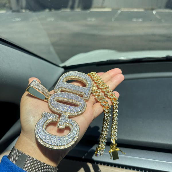 Full Iced Out CZ Custom Spinning Ring Initial Bubble Letter Ring ...