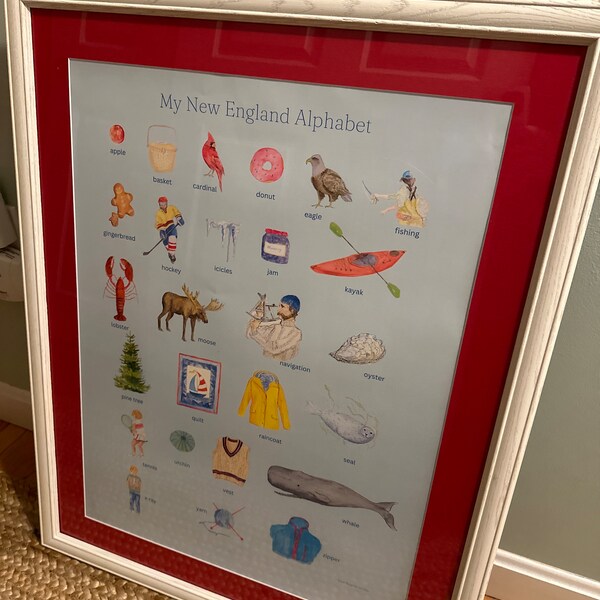 New England Alphabet Poster, Preppy New England ABC Poster, 18 X 24 ...