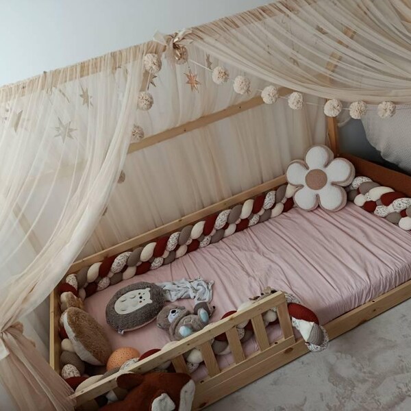 Honey Foam Montessori Bed Canopy, Kids Bed Canopy, Montessori Bed ...