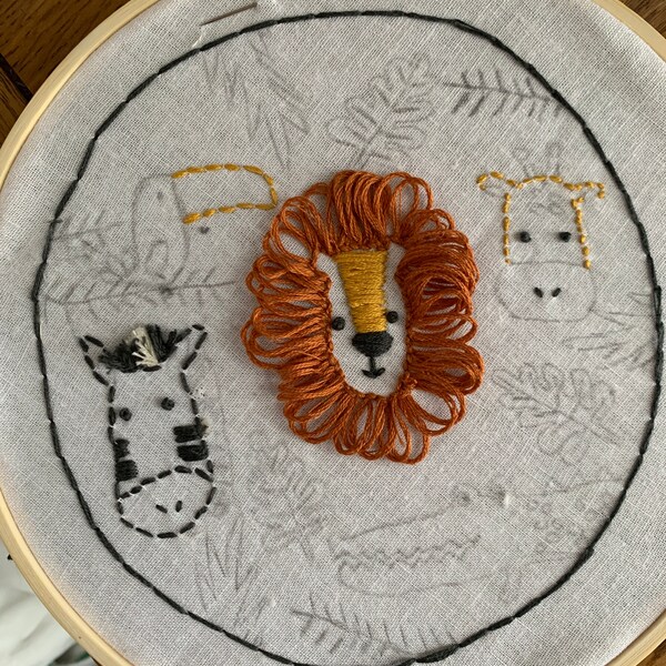 Embroidery PDF Pattern, Safari Animal, Embroidery Design, Hoop Art ...